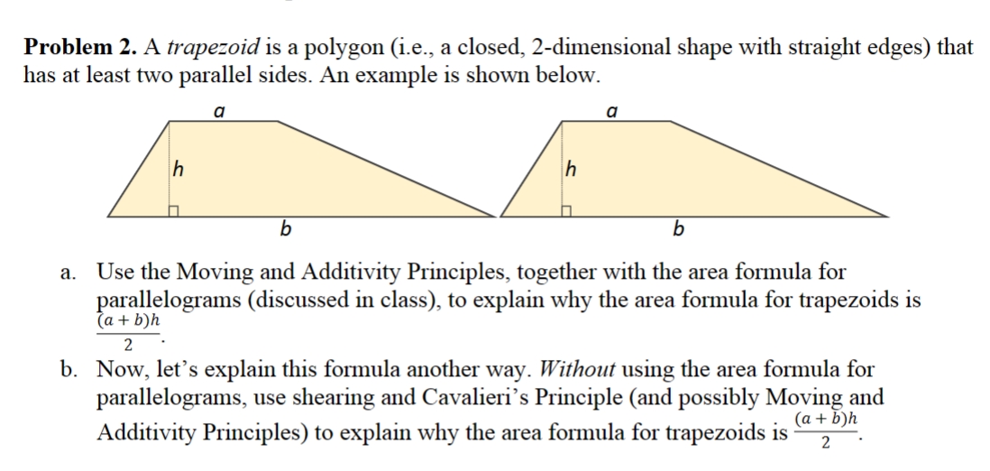 Solved Problem 2. ﻿A trapezoid is a polygon (i.e., ﻿a | Chegg.com
