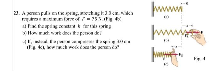 Solved (a) 23. A person pulls on the spring, stretching it | Chegg.com