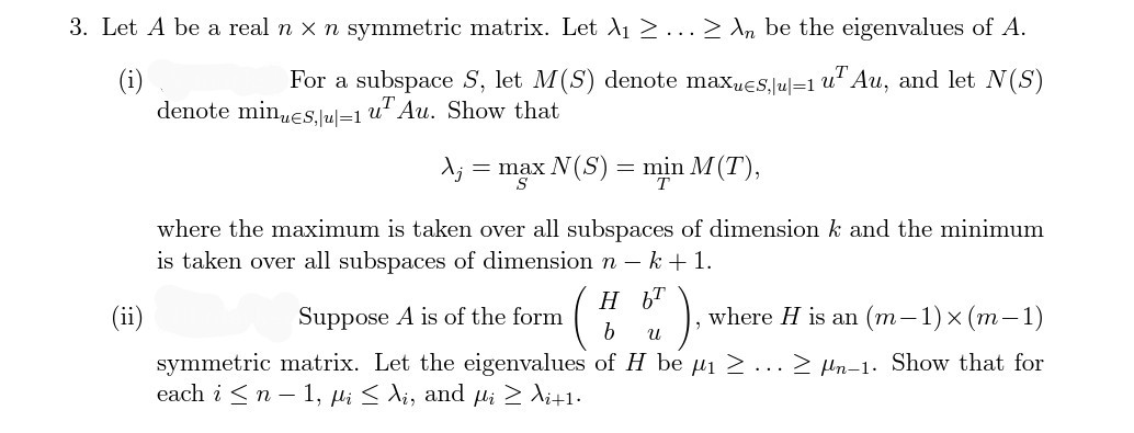 Solved Let A ﻿be a real n×n ﻿symmetric matrix. Let | Chegg.com