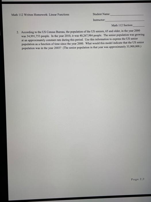 Solved 2. According to the US Census Bureau, the population | Chegg.com