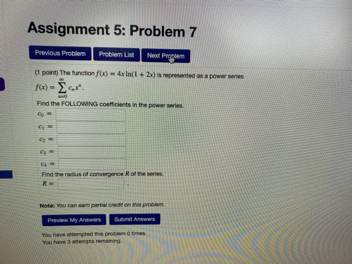 Solved Assignment 5 Problem 7 Previous Problem Problem List 8012