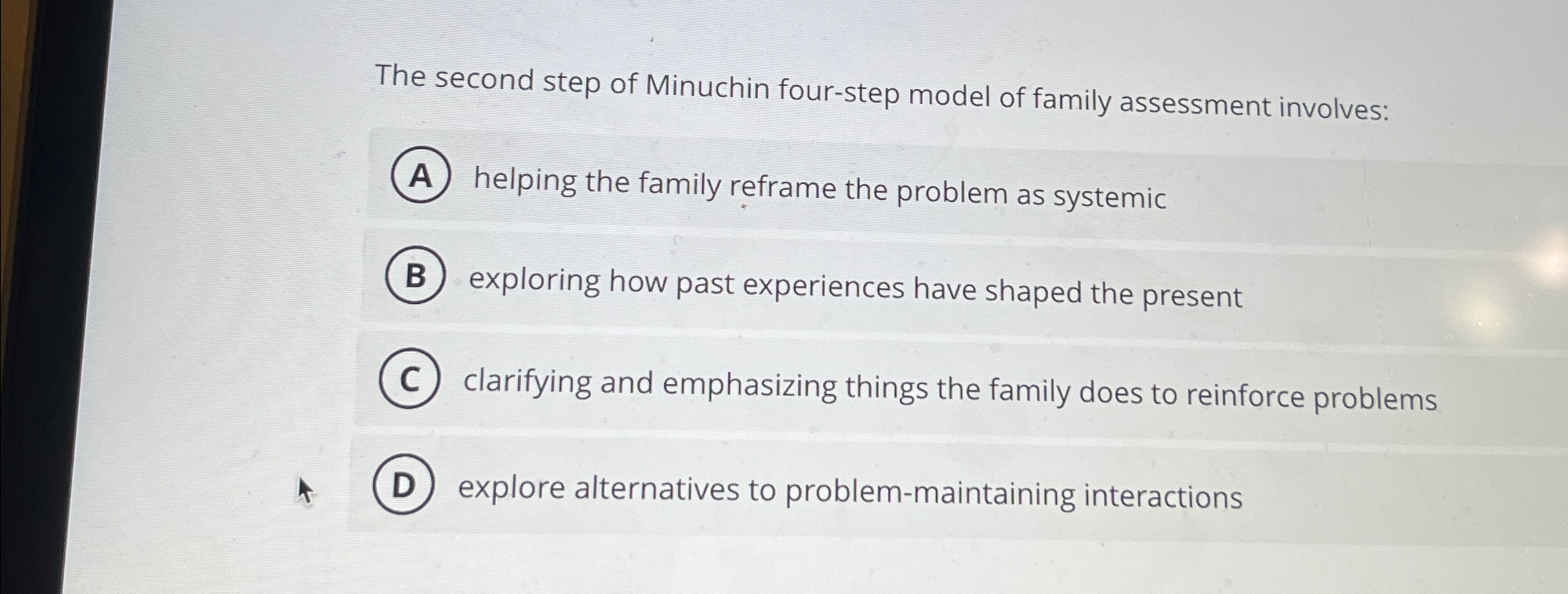 Solved The second step of Minuchin four-step model of family | Chegg.com