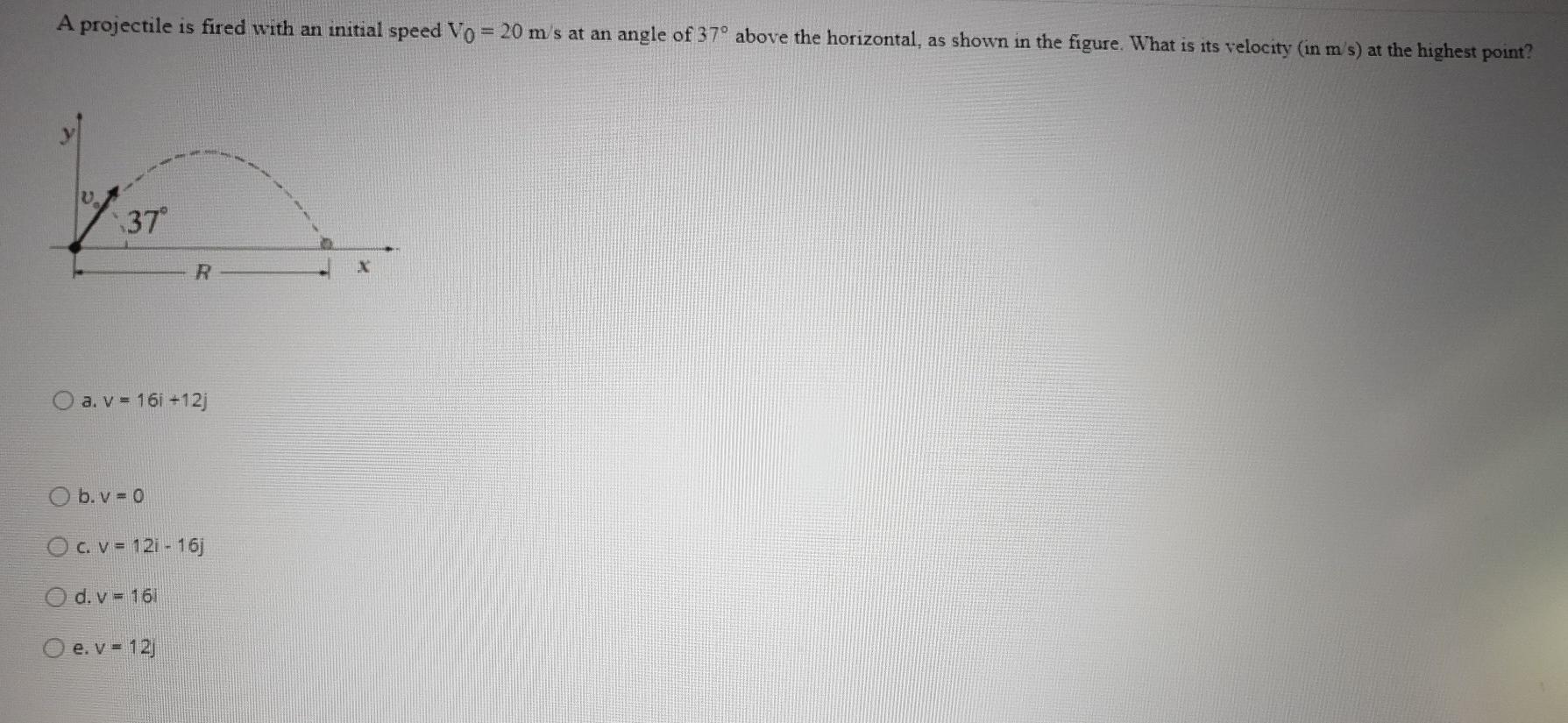 Solved A projectile is fired with an initial speed Vo = 20 | Chegg.com