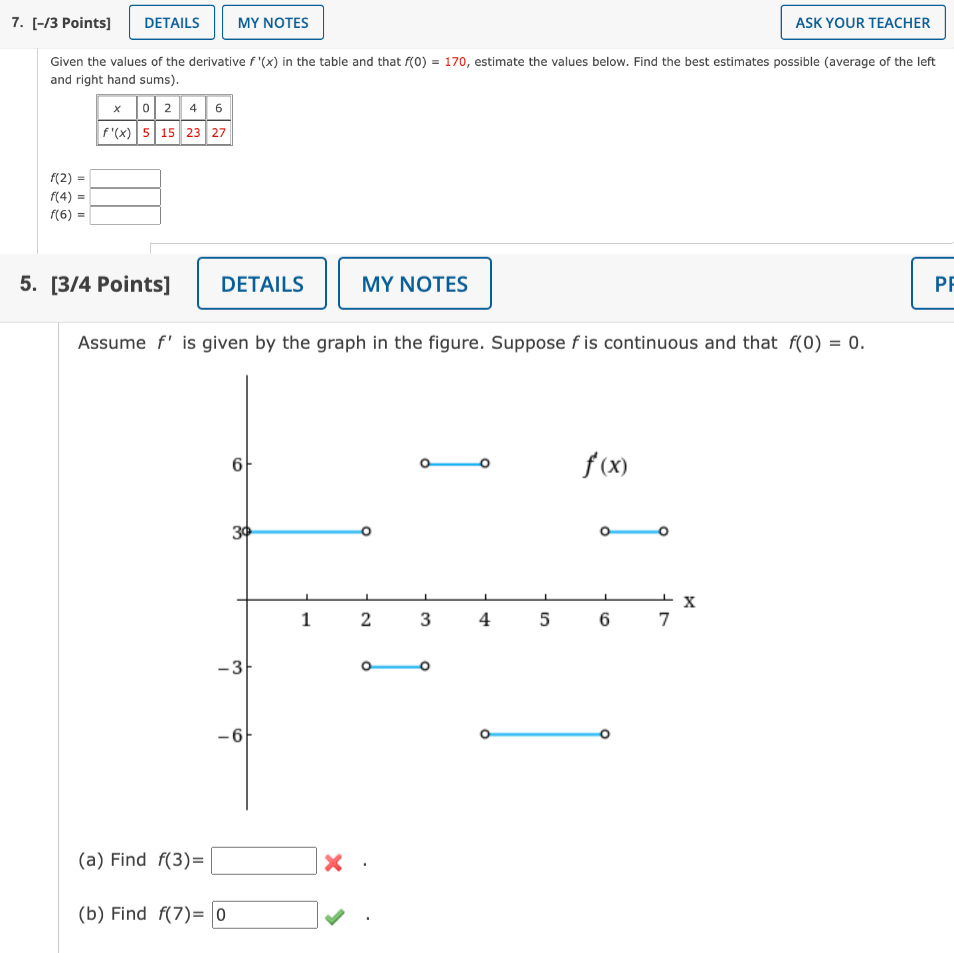 Solved Please help with 7 ﻿and 5A [-/3 ﻿Points]Given the | Chegg.com