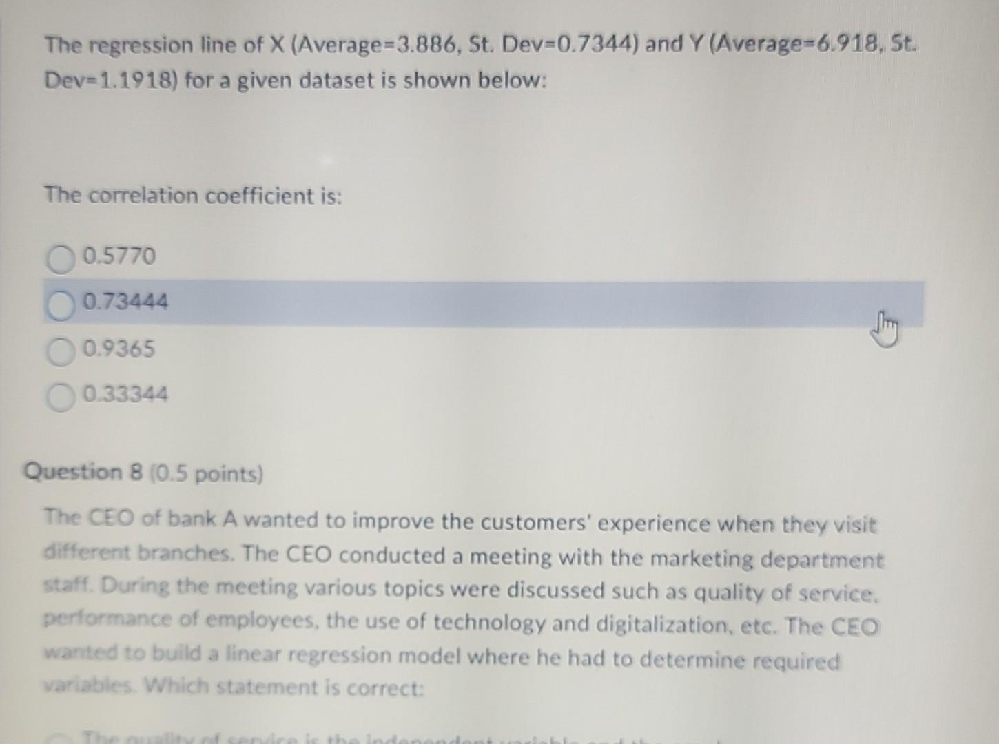 Solved The regression line of X( Average =3.886,St. Dev | Chegg.com