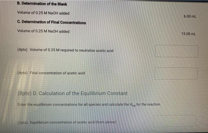 Solved A. Determination of initial concentrations Volume of | Chegg.com