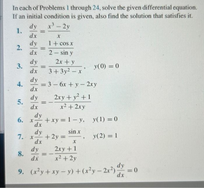 [Solved]: In each of Problems 1 through 24, solve the given