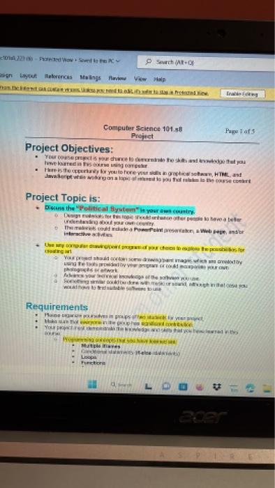 Solved Project Objectives: towblkareda the coirse Leve | Chegg.com
