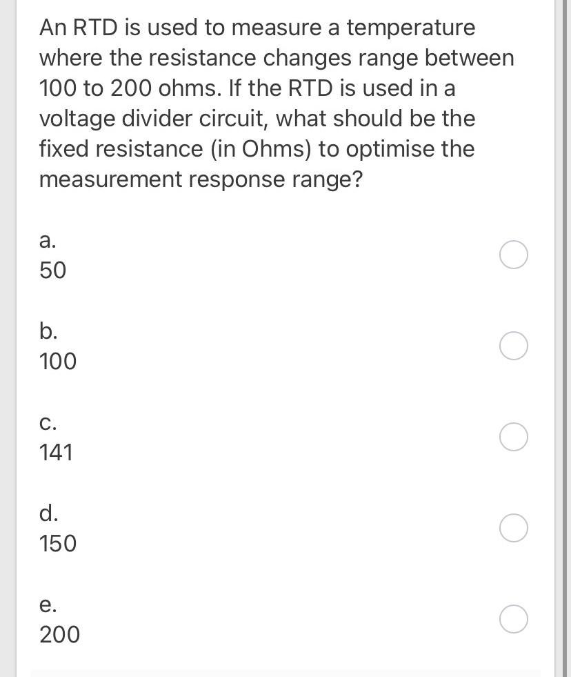 Solved An RTD is used to measure a temperature where the | Chegg.com