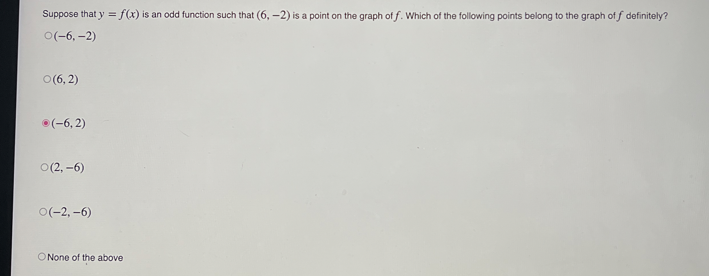 Solved Suppose that y=f(x) ﻿is an odd function such that | Chegg.com
