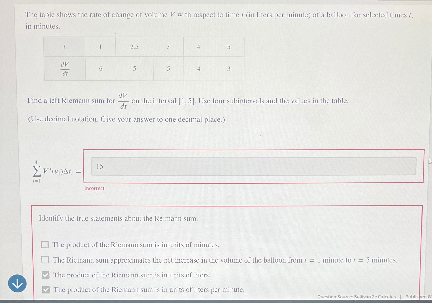 Solved The table shows the rate of change of volume V ﻿with | Chegg.com