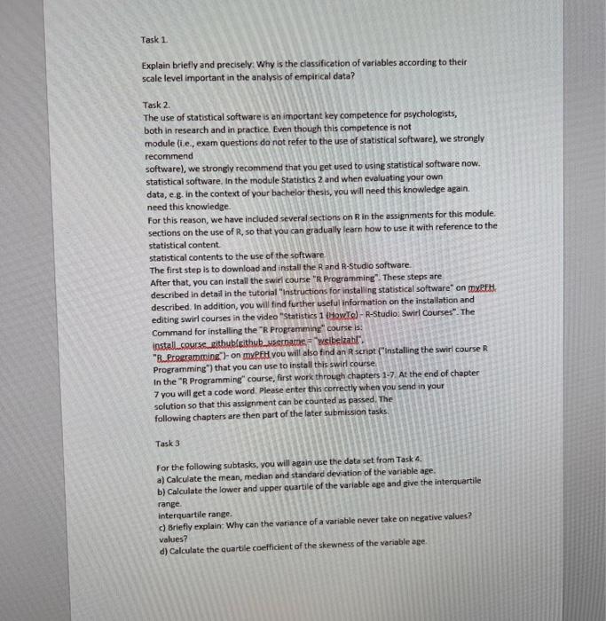 Solved Task 1. Explain briefly and precisely. Why is the | Chegg.com