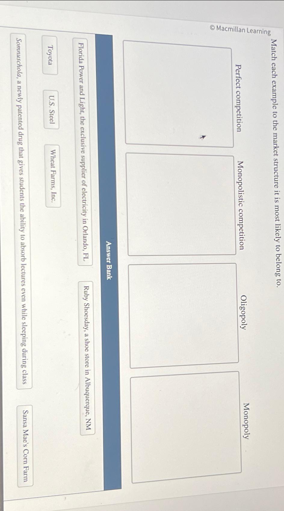 Solved Match each example to the market structure it is most | Chegg.com