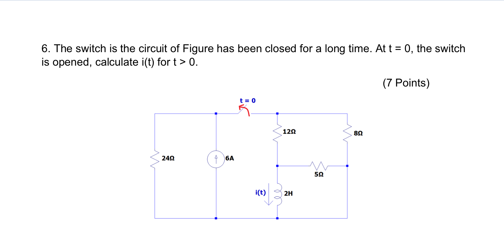 Solved The switch is the circuit of Figure has been closed | Chegg.com