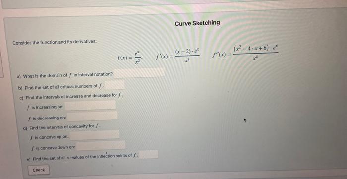Solved Curve Sketching Consider the function and its | Chegg.com