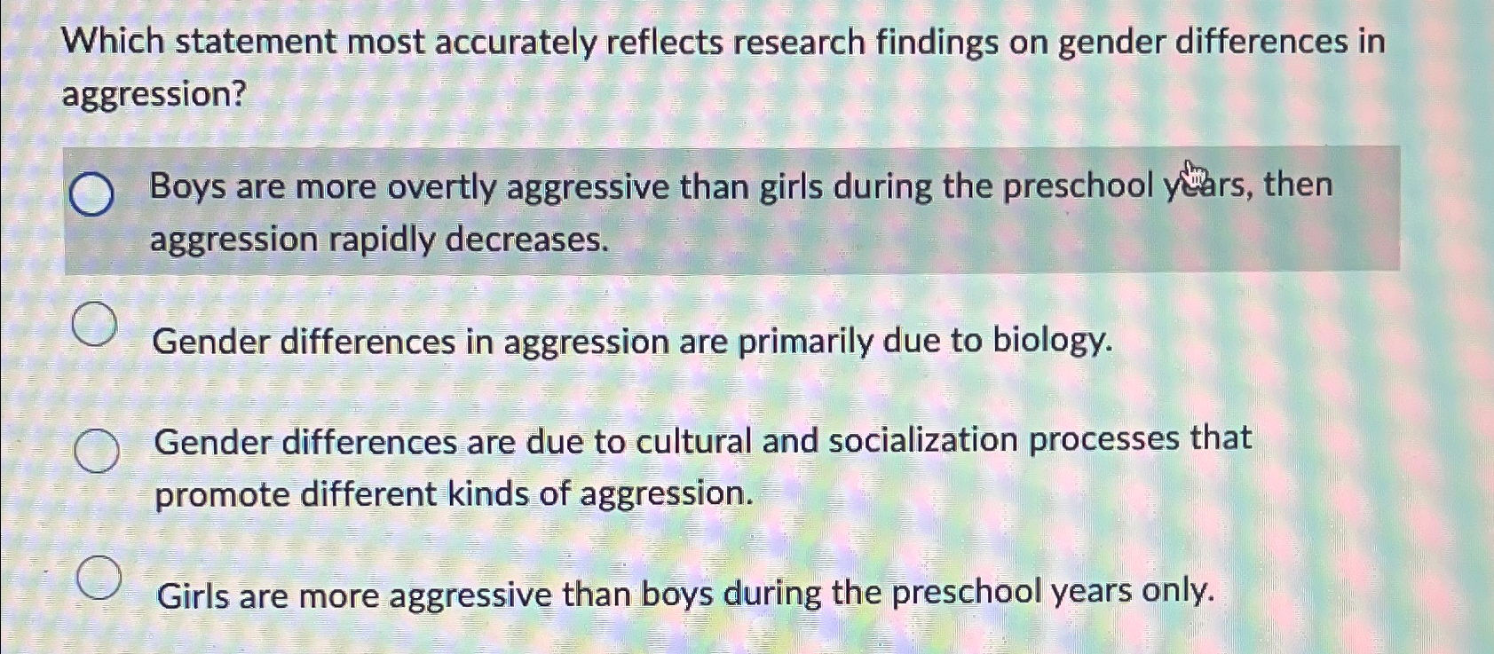 Solved Which statement most accurately reflects research | Chegg.com
