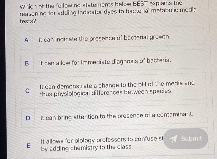 Solved Which of the following statements below BEST explains | Chegg.com