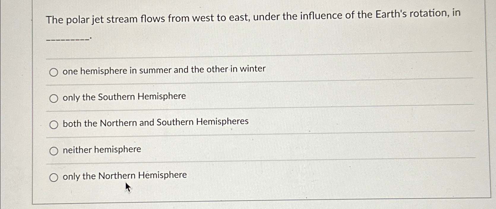 Solved The polar jet stream flows from west to east, under | Chegg.com