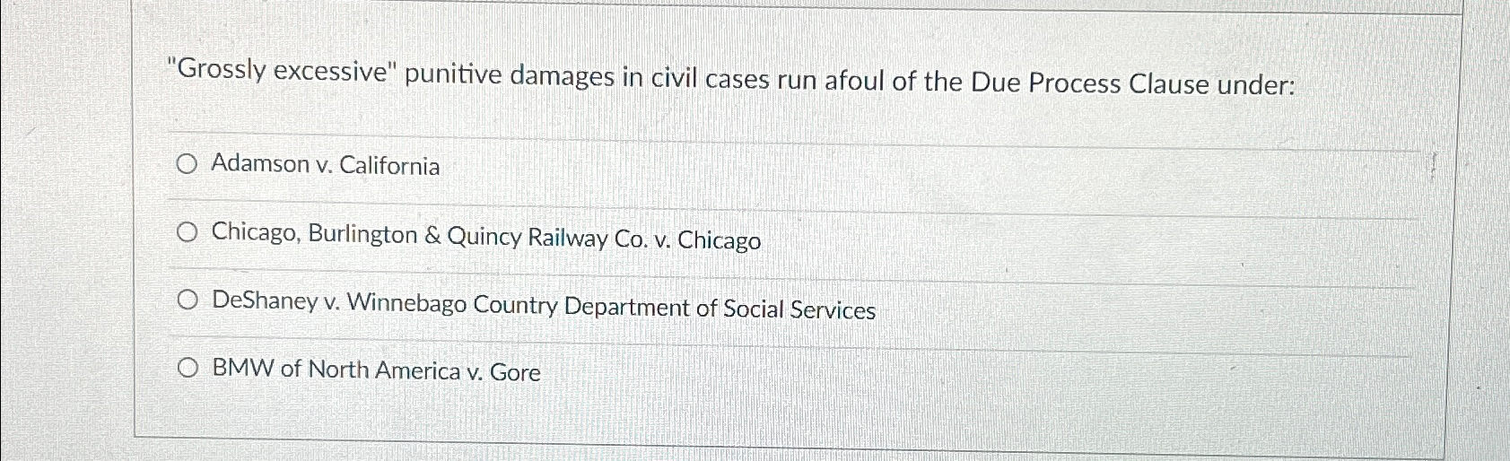 "Grossly excessive" punitive damages in civil cases | Chegg.com