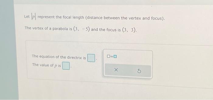 Solved Let ∣p∣ represent the focal length (distance between | Chegg.com