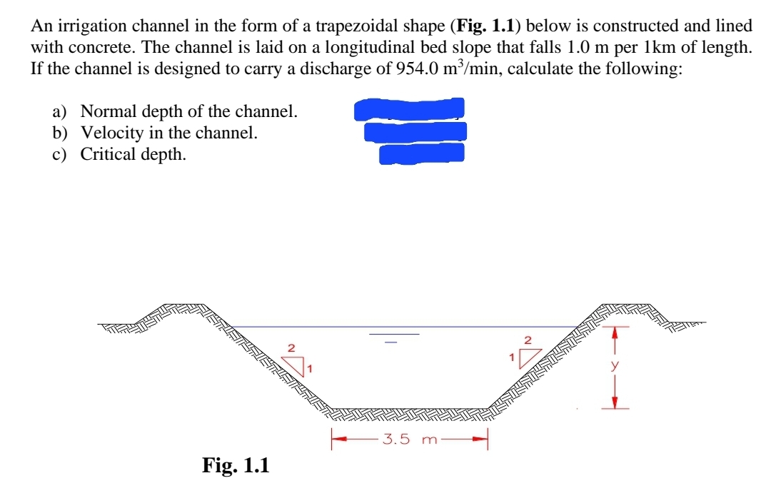 Solved An irrigation channel in the form of a trapezoidal | Chegg.com