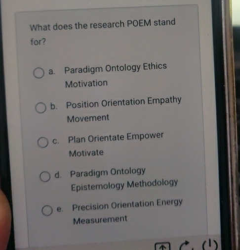 Solved What does the research POEM stand for?a. ﻿Paradigm | Chegg.com
