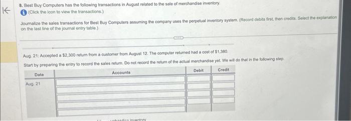 Solved 8. Best Buy Computers has the following transactions | Chegg.com