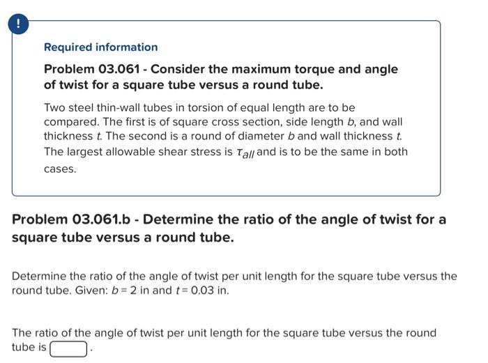 Solved Required information Problem 03.061 - Consider the | Chegg.com