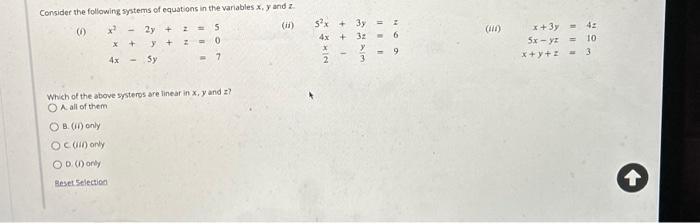 Solved Consider the following systems of equations in the | Chegg.com