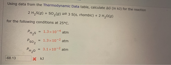 Solved Using data from the Thermodynamic Data table, | Chegg.com