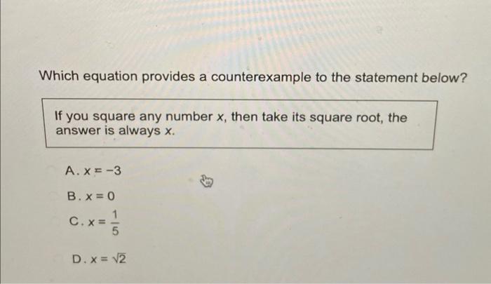 Solved Which equation provides a counterexample to the | Chegg.com