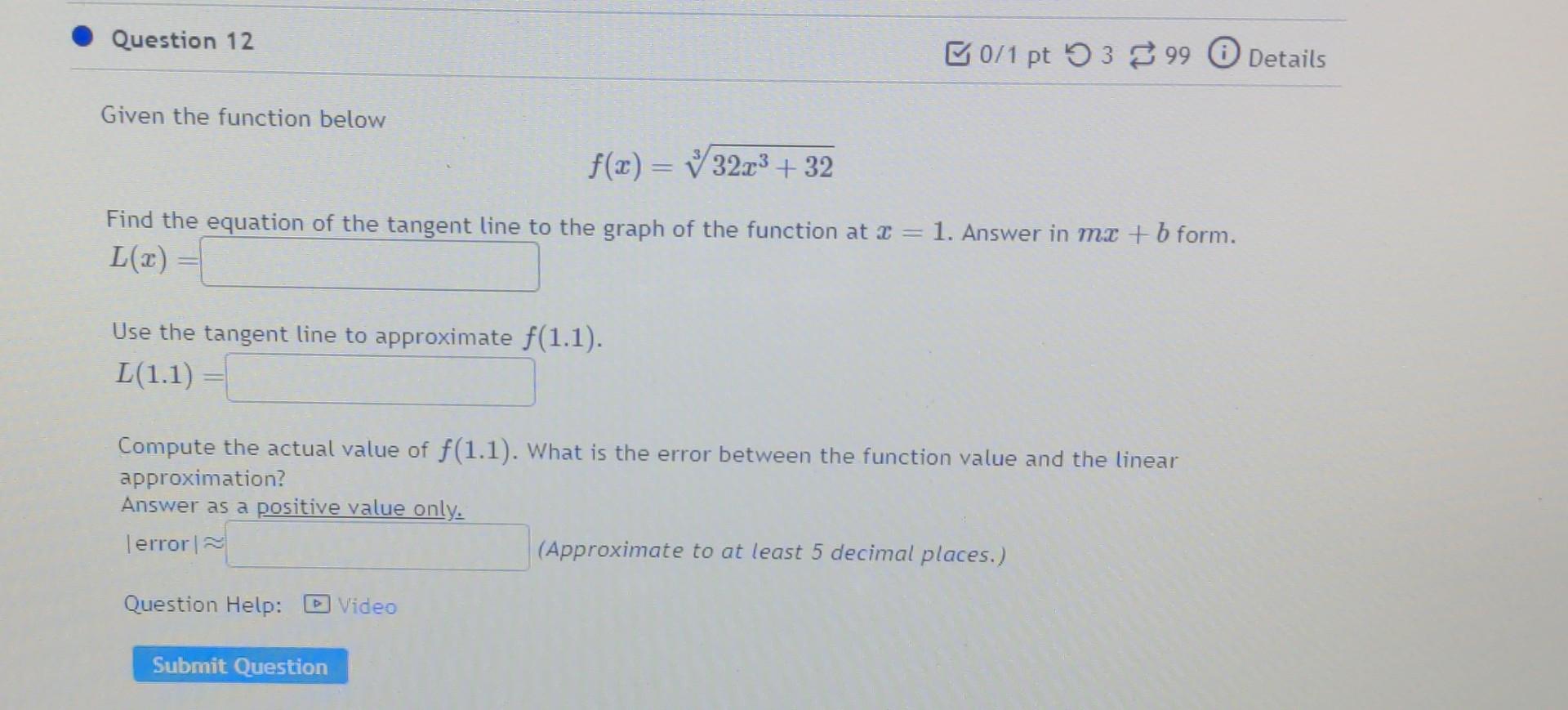 Solved Given the function below f(x)=332x3+32 Find the | Chegg.com