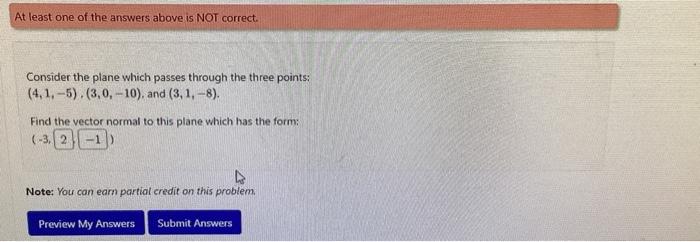 Solved Consider the plane which passes through the three | Chegg.com