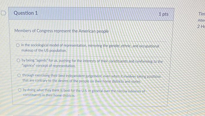 Members of Congress represent the American people in | Chegg.com