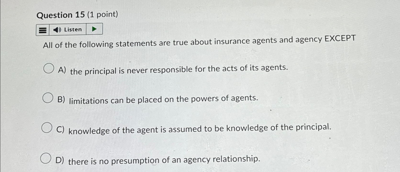 Solved Question 15 (1 ﻿point)All of the following statements | Chegg.com