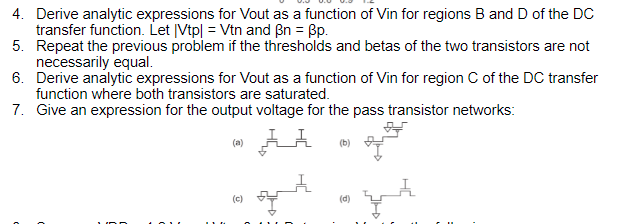 Solved 4. Derive analytic expressions for Vout as a function | Chegg.com