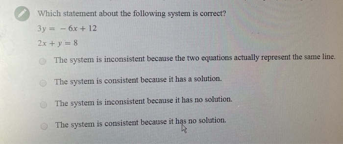 Solved Which statement about the following system is | Chegg.com