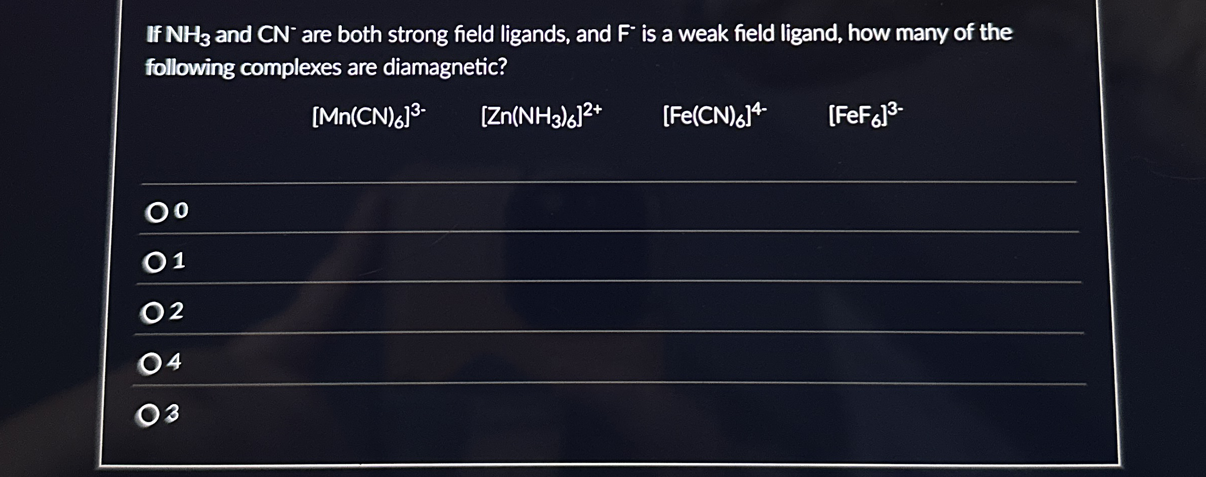 If NH3 ﻿and CN-are both strong field ligands, and | Chegg.com