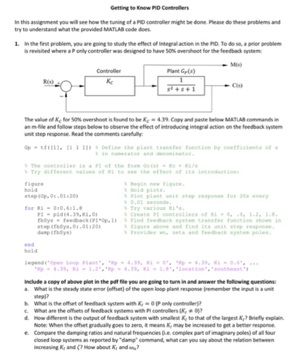 Solved Getting to Know PID Controllers In this assignment | Chegg.com