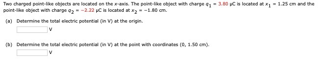 Solved Two charged point-like objects are located on the | Chegg.com