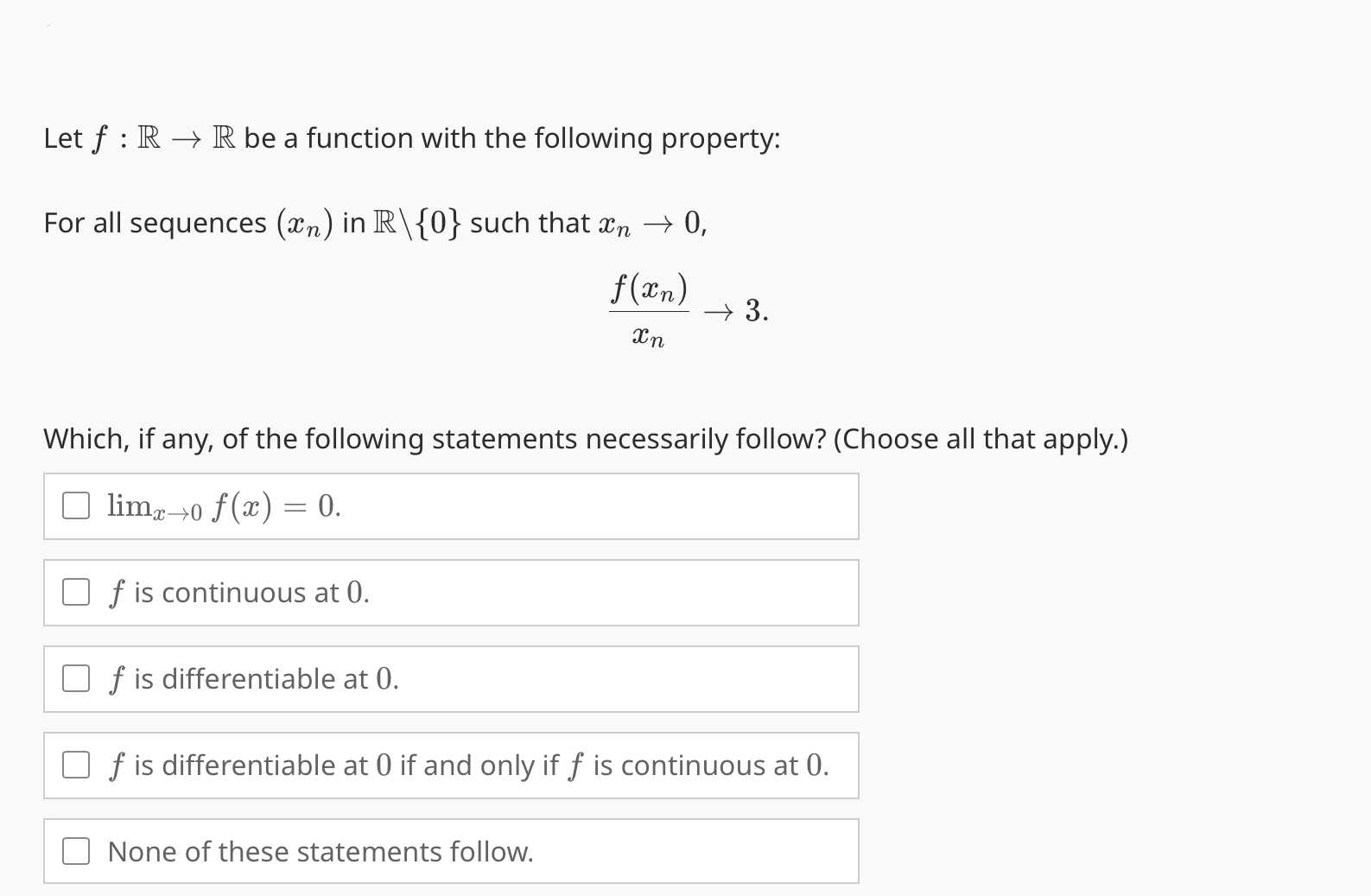 Solved Let f:R→R ﻿be a function with the following | Chegg.com