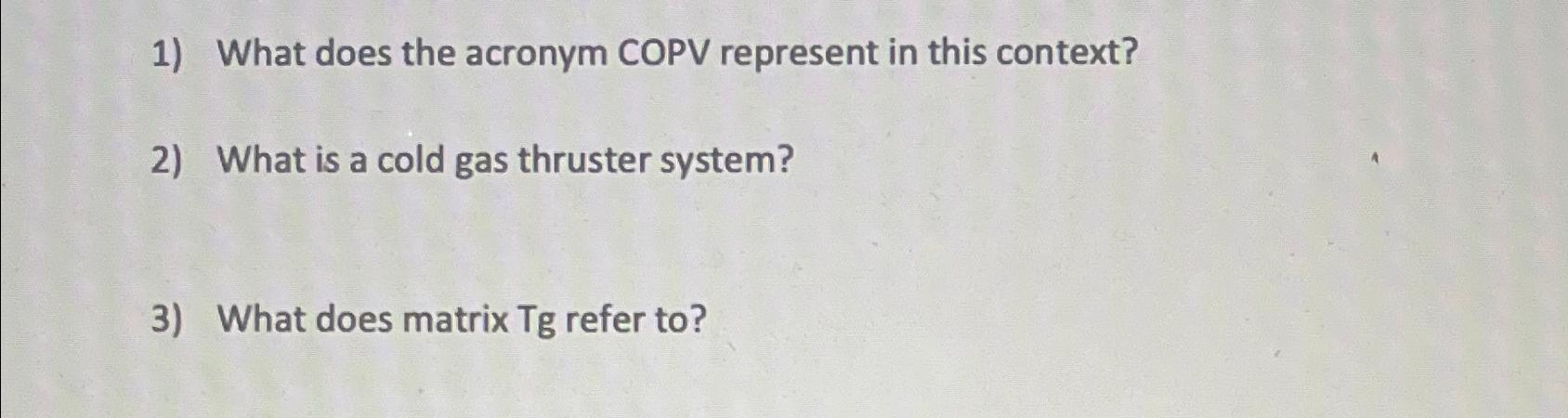Solved What does the acronym COPV represent in this | Chegg.com