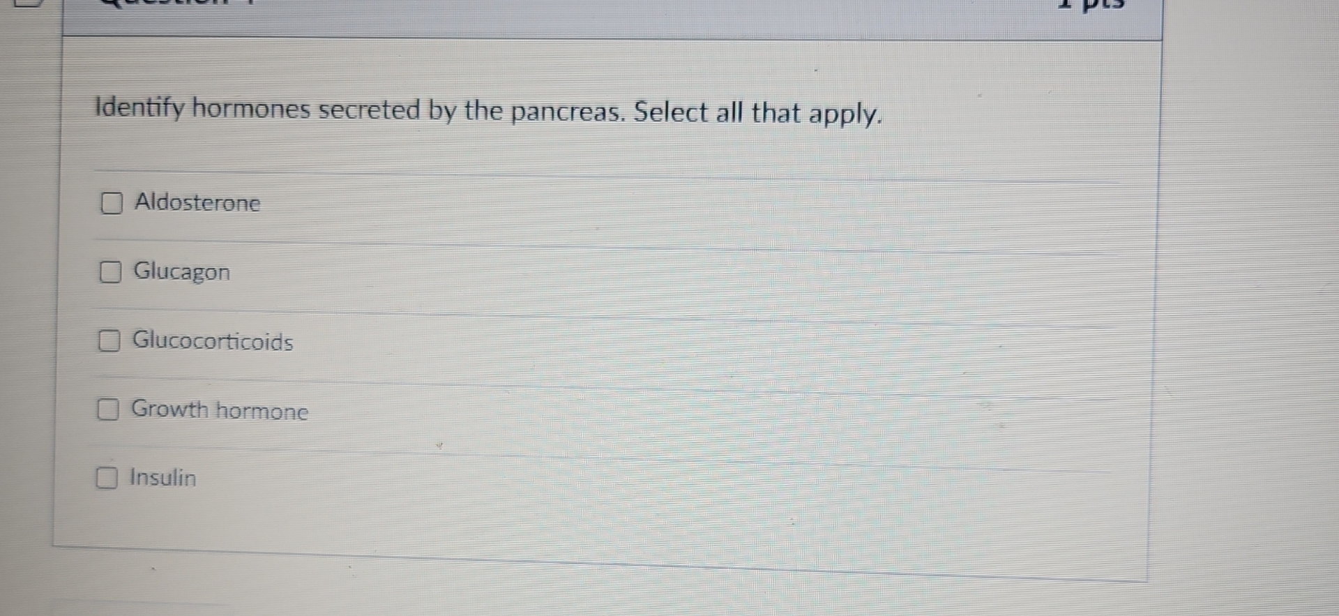 Solved Identify hormones secreted by the pancreas. Select | Chegg.com
