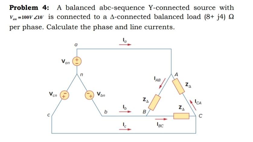 Solved Problem 4: A balanced abc-sequence Y-connected source | Chegg.com
