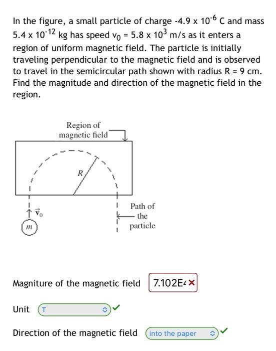 Solved In the figure, a small particle of charge −4.9×10−6C | Chegg.com