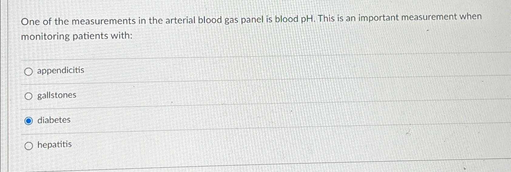 Solved One of the measurements in the arterial blood gas | Chegg.com