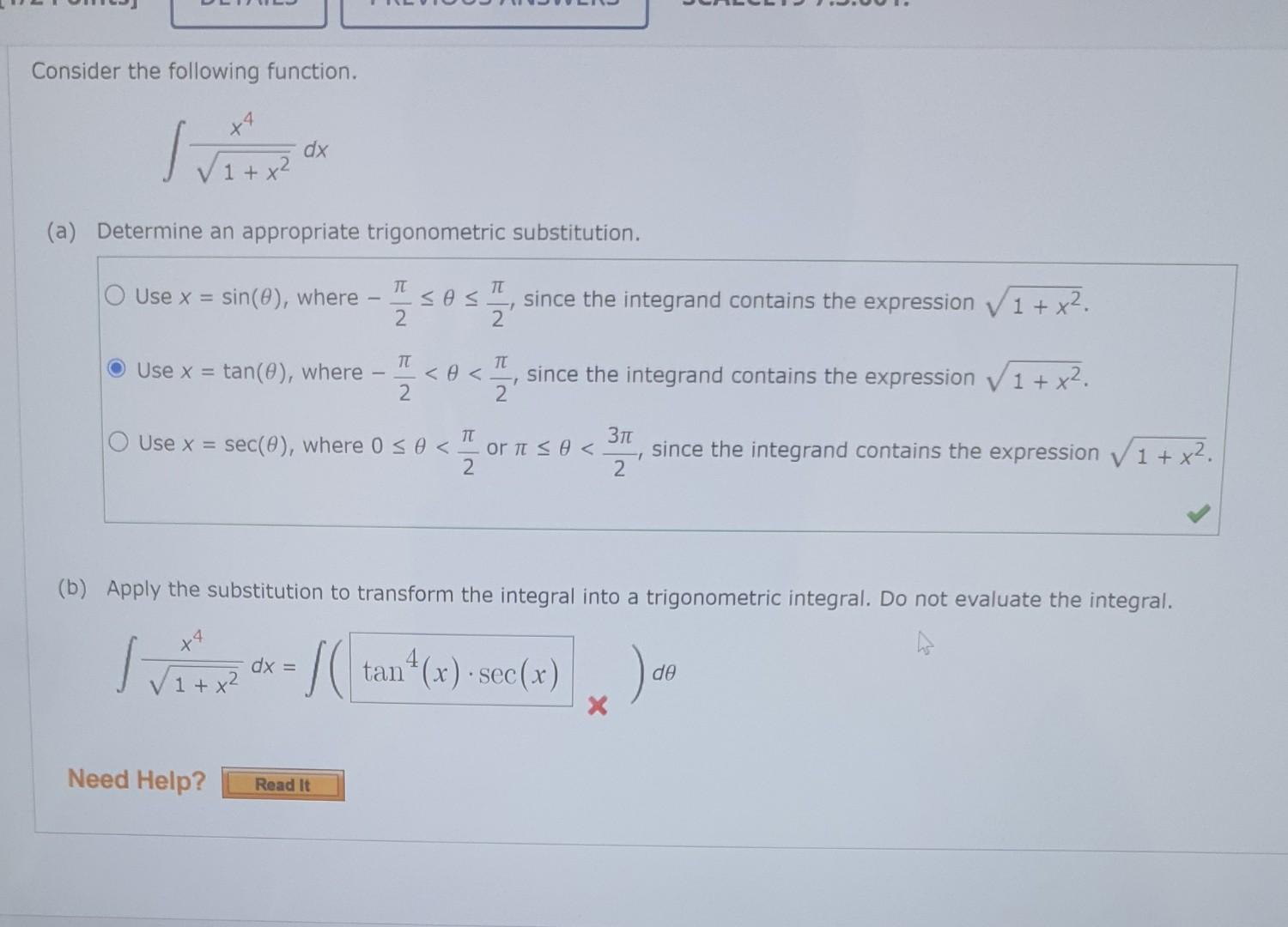 Solved SCALCET9 7.1.014. Evaluate the integral. (Use C for | Chegg.com