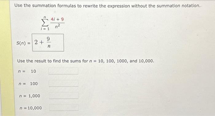 Solved Use The Summation Formulas To Rewrite The Expression