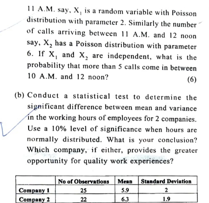 Solved 11 ﻿A.M. ﻿say, x1 ﻿is a random variable with Poisson | Chegg.com