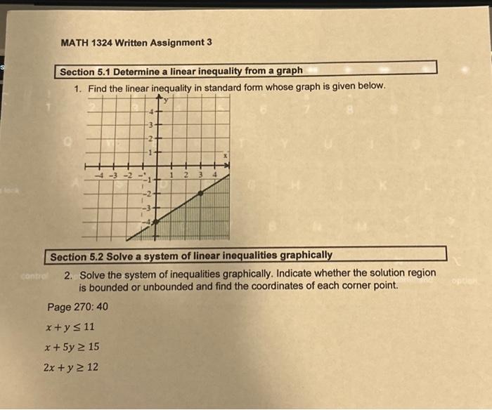 Solved 1. Find the linear inequalitv in standard form whose | Chegg.com